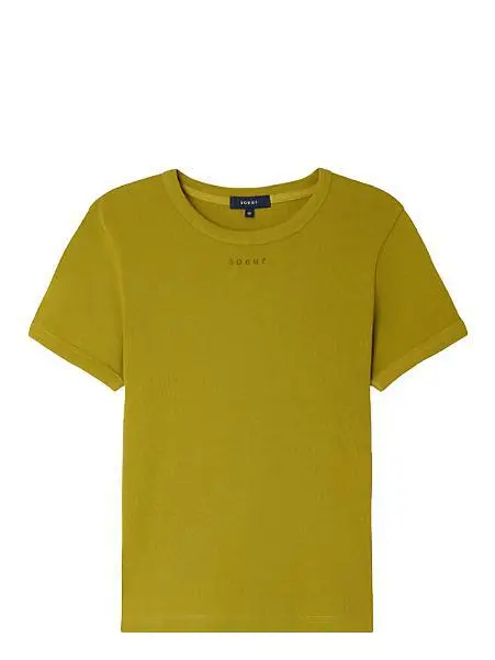 Soeur Brand-embroidered Cotton T-shirt - Absinthe