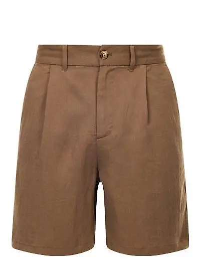RAITH Caio Twill Pleated Woven Shorts - Brown