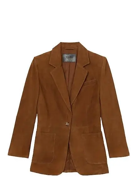 REISS Cass Suede Relaxed-fit Blazer - Tan Brown