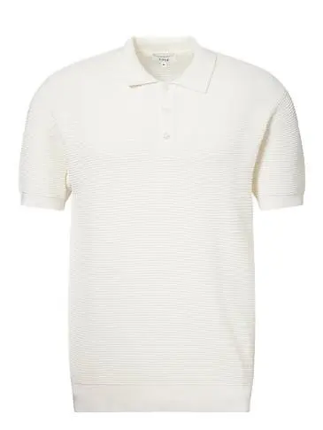 ARNE Ribb Button Polo Shirt - White