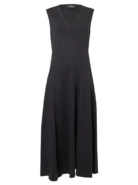 Theory Sleeveless V-neck Midi Dress - Black