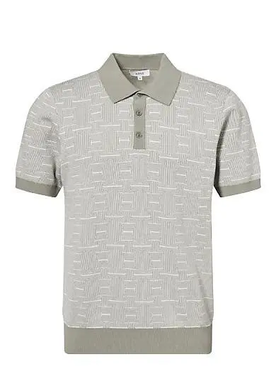 ARNE Este Pattern Cotton Polo Shirt Xxl - Sage