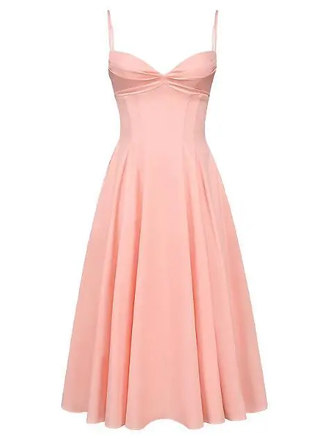 House Of Cb Sweetheart Neck Spaghetti Strap Midi Dress - Peach