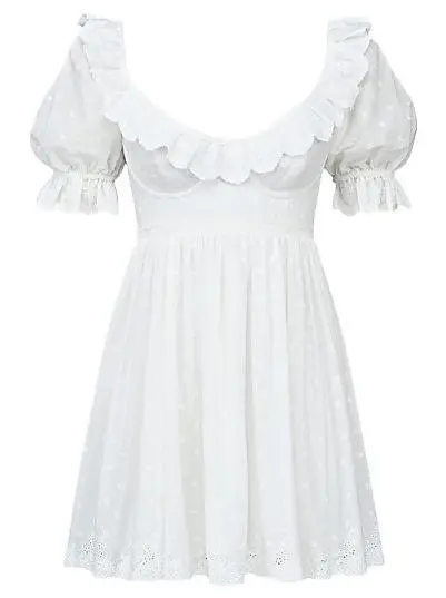 House Of Cb Maisie Broderie-anglaise Cotton Mini Dress - White