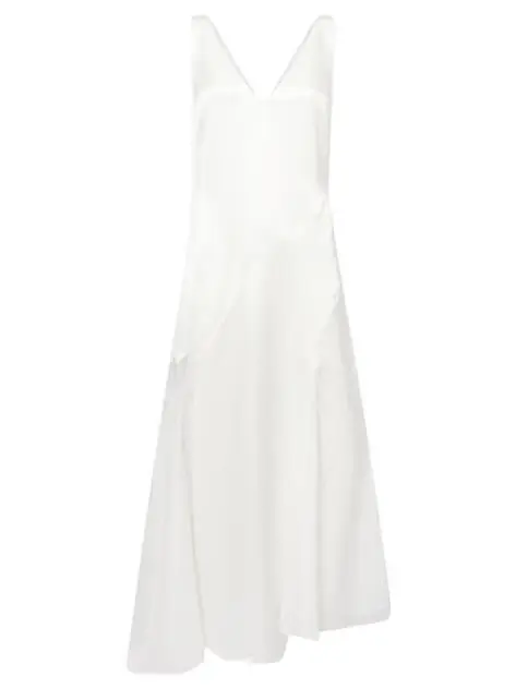 SIR. Ingrid Lace-insert Satin Midi Dress - Ivory