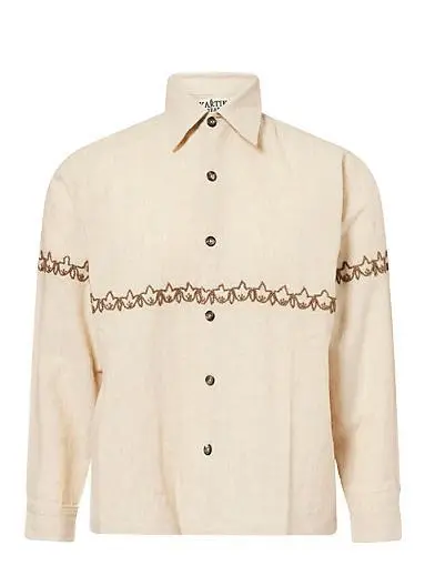 KARTIK RESEARCH Hand-embroidered Stitch Ramie Shirt - White