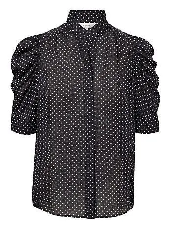 FRAME Gillian Polka Dot Silk Blouse - Black Multi