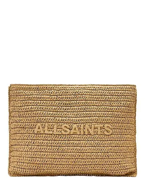 ALLSAINTS Bettina Raffia Clutch - Biscuit Brown
