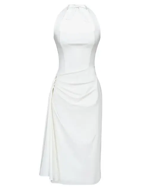 House Of Cb Tallulah Halterneck Cotton Midi Dress - White