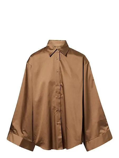 THE FRANKIE SHOP Tila Wide-sleeve Cotton Shirt - Light Brown