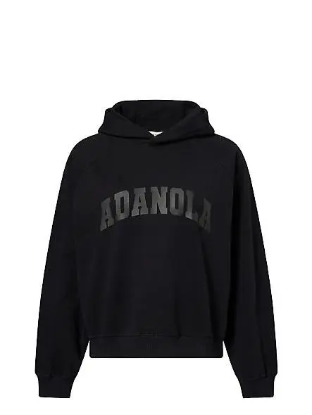 ADANOLA Varsity Oversized Cotton Hoody - Black