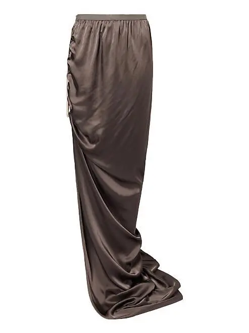 Rick Owens Side-slit Satin Maxi Skirt - Dust