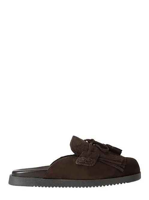 Steve Madden Maurea Suede Mules With Tassel Embellishment - Dark Brown