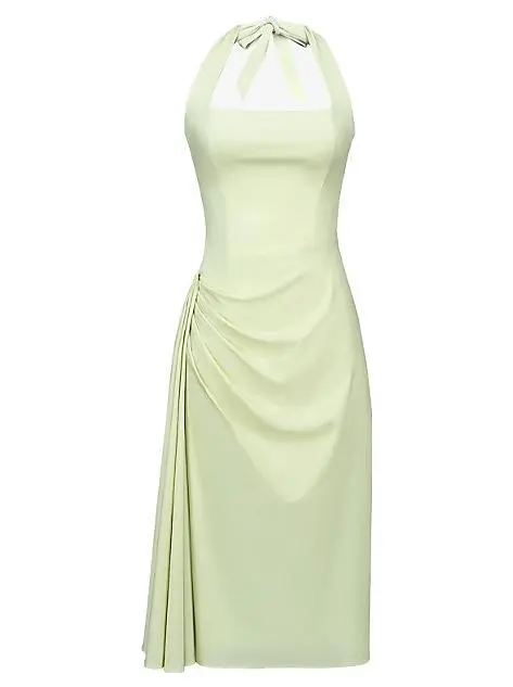 House Of Cb Tallulah Halterneck Cotton Midi Dress - Matcha Green
