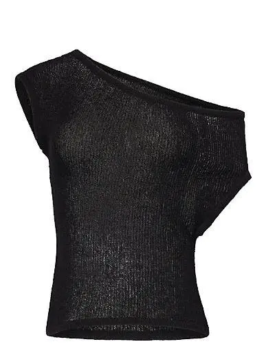 TALA Asymmetric Knitted Top - Shadow Black