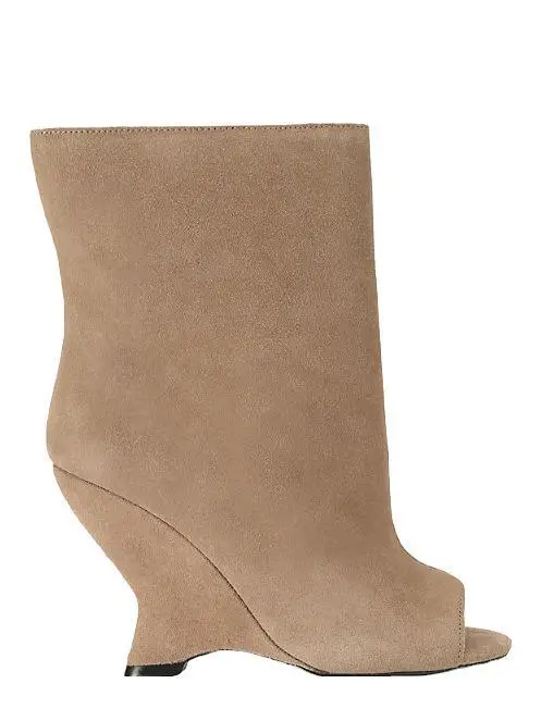 Steve Madden Suede Ankle Boots With Sculpted Heel - Taupe