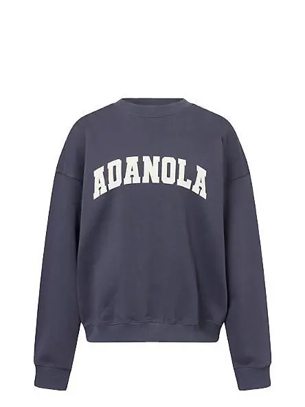 ADANOLA Oversized Cotton Fleece Sweatshirt - Midnight Blue