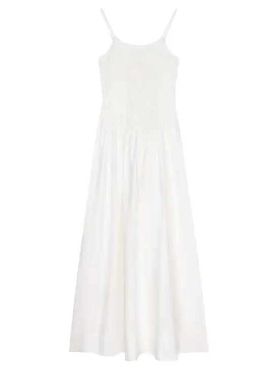 OMNES Paulina Smocked Cotton-poplin Maxi Dress - White