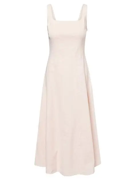 Theory Seamed Square-neck Midi Dress - Warm Pink