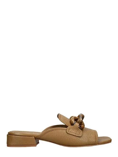PEDRO GARCIA Enna Leather Mules With Chain Detailing - Brown