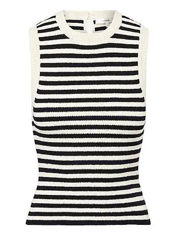 FRAME Striped Knitted Tank Top - Cream Multi