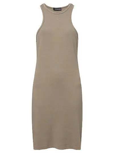 ANINE BING Cole Logo-embroidered Rib-knit Dress - Military Green