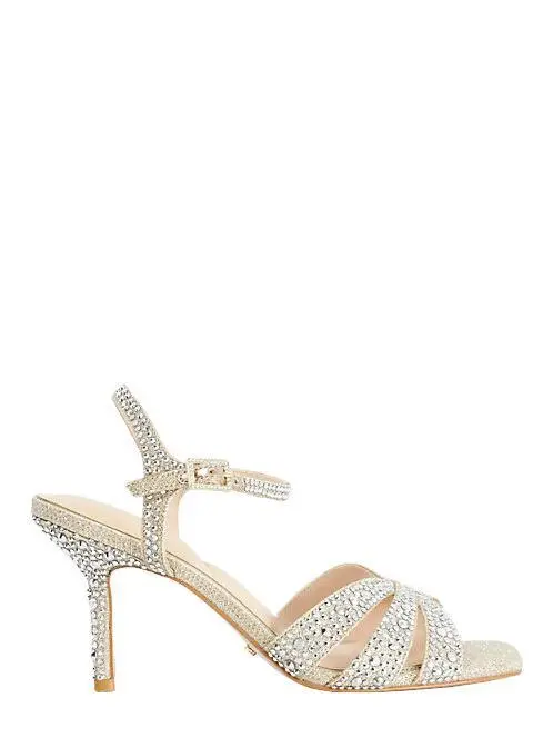 DUNE Mayven Crystal-embellished High Heel Sandals - Gold Synthetic