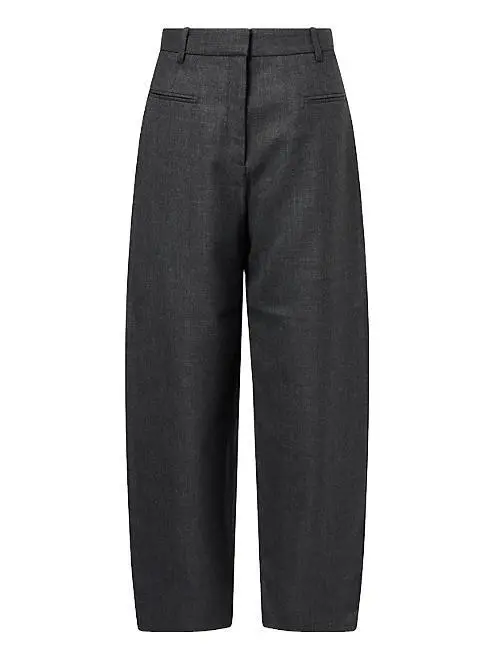 GANNI Wide-leg Wool-blend Trousers - Phantom