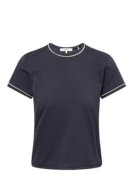 FRAME Cotton T-shirt With Contrast Piping - Navy Multi