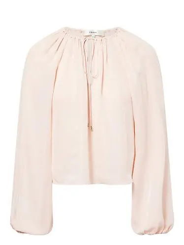 FRAME Balloon Sleeve Silk Blouse - Taffy