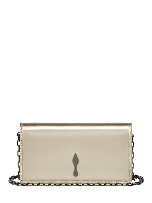 CHRISTIAN LOUBOUTIN Bettina Leather Clutch Bag - Platine/gold