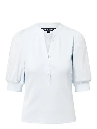 Veronica Beard Coralee Puff-sleeve Top - River Mist