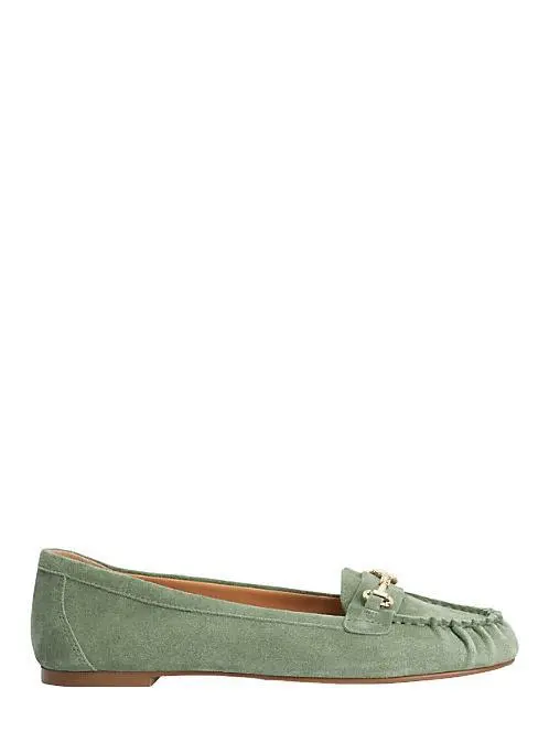 DUNE Guno Snaffle Suede Loafers - Green Suede