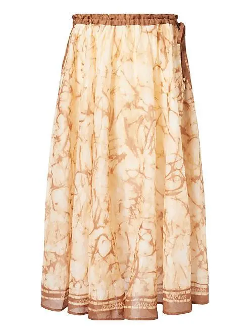 Zimmermann Indra Woven Midi Skirt - Chocolate Tie Dye