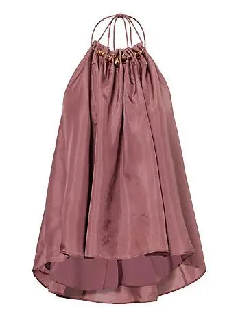 Zimmermann Gathered-bead Silk Top - Musk