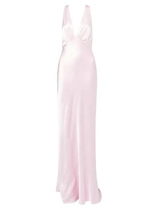 Shona Joy La Lune Plunge-neck Satin Maxi Dress - Blossom