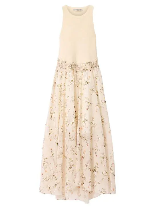 ALLSAINTS Zenia Contrast Skirt Knitted Maxi Dress - Carmel Off Whi