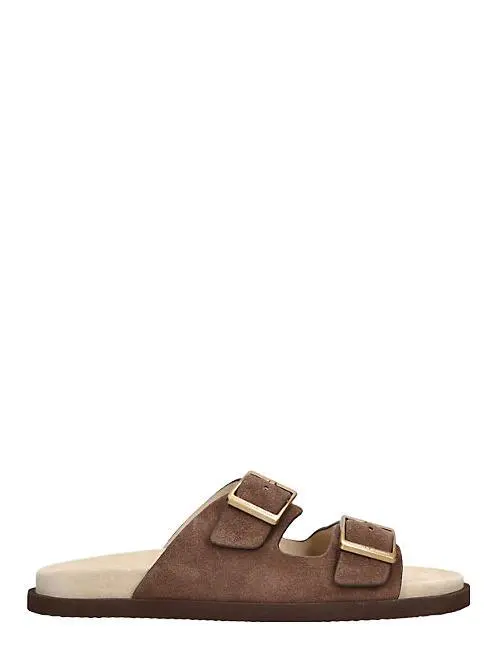 Brunello Cucinelli Two-strap Suede Sandals - Dark Brown