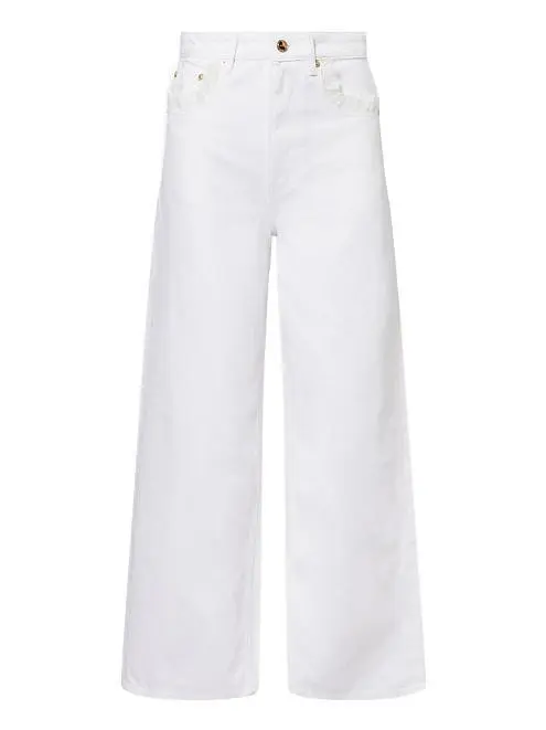 GANNI High-rise Wide-leg Jeans With Lace Trim - Bright White