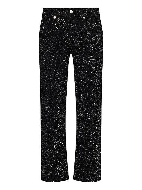 True Religion Embellished Straight Leg Denim Jeans - 2sb Black Rinse