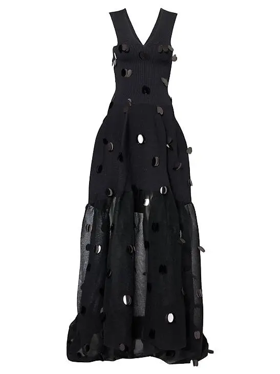 CFCL Sequin-embellished Knitted Maxi Dress - Black