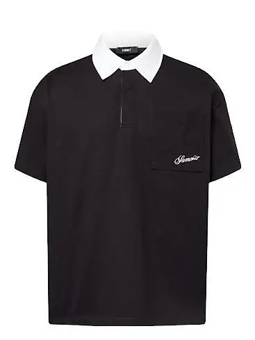 SUMMIT Rugby Short-sleeve Cotton Polo Top - Black