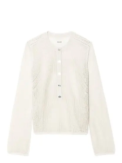 Zadig&Voltaire Mandala Button-neck Cotton-blend Henley Jumper - Vanille