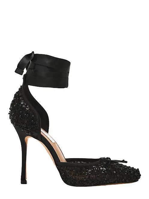 Steve Madden Larina Sequin Embellished High Heel Sandals - Black