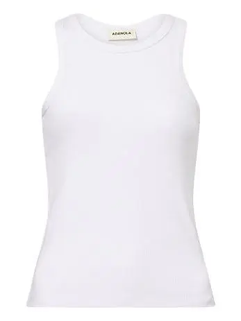 ADANOLA Ribbed Round-neck Stretch-modal Tank Top - White