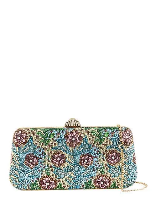 Valentino Garavani Minaudière Flower Bead-embellished Leather Clutch Bag - Multicolor/crystal