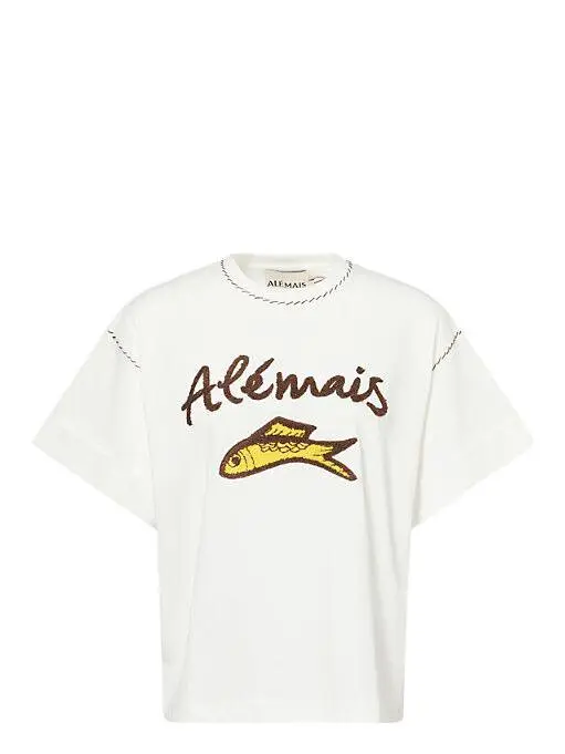 ALEMAIS Scuba Cuffed Cotton T-shirt - Ivory