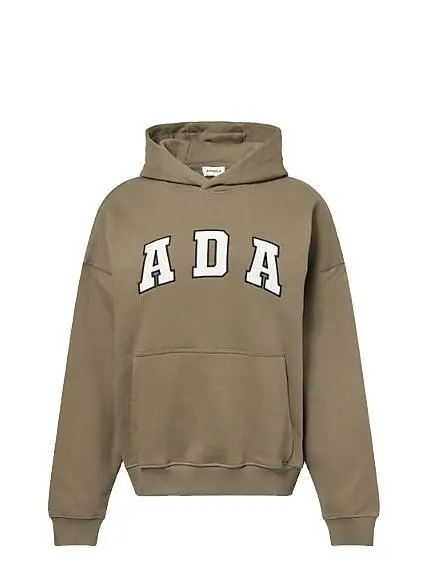 ADANOLA Ada Logo Embroidered Oversized Cotton-jersey Hoody - Olive Green