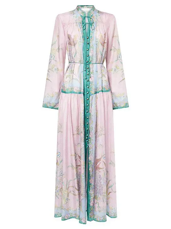 Zimmermann Indra Printed Silk Maxi Dress - Lilac Scarf Floral