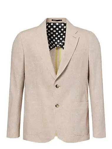 Paul Smith Single-breasted Linen And Silk-blend Blazer - Hazelnut